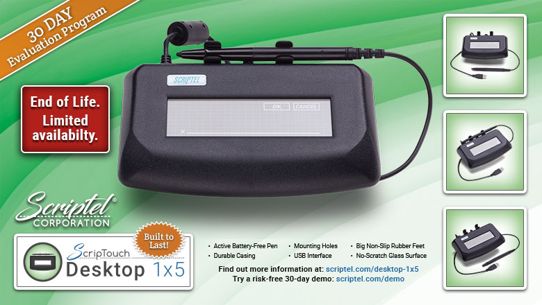 ScripTouch Desktop 1x5 Computer Signature Pad - Scriptel.com