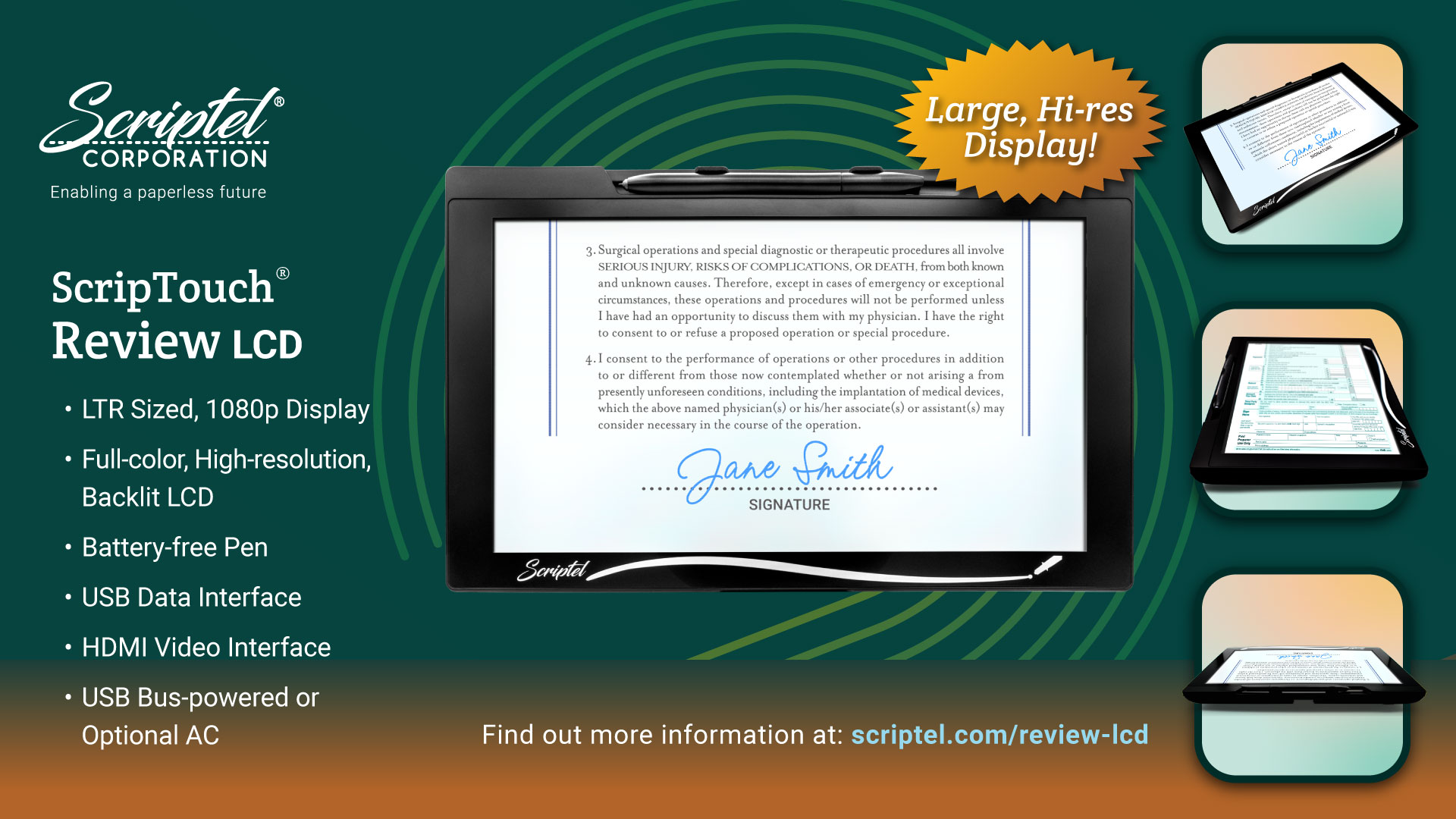 Scriptel Review LCD Signature Pad: Large, High-Resolution eSignature Device